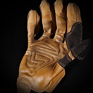 Ironclad Ranchworx Work Gloves RWG2, Premier Leather Work Glove, Performance Fit, Durable, Machine Washable, (1 Pair), RWG2-04-L,Brown/Black
