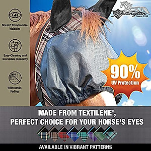 Kensington UViator Dartless Protective Fly Mask UV Eye Protection Mask for Horse with Web Trim and Soft Ears Cover - XL, Atlantis