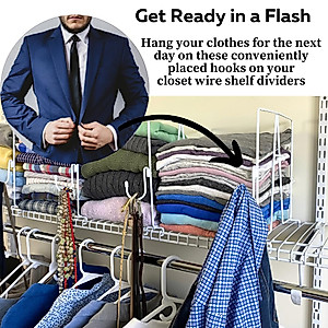 Evelots Wire Shelf Dividers 8 Pack with New Patent Pending Removable Hooks,Extra Closet Storage & Organization for Home or Office -Tall Shelf Separator-Easy Clip-No Tool- Coated Steel