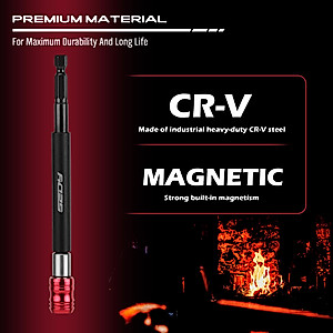 Magnetic Screwdriver Bit Holder Set: 1-Piece 1/4 Inch Hex Shank Quick Release Extension Adapter | Super Straight Durable CR-V Steel | Universal Fit for Impact Driver Bits | 6" Long