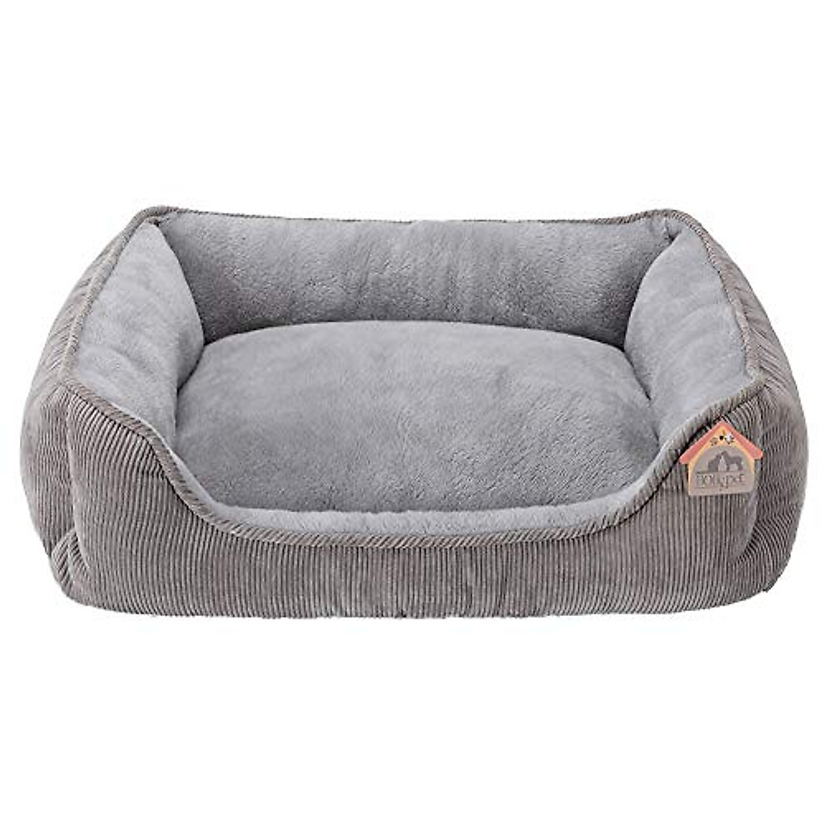 Hollypet Rectangle Plush Dog Cat Bed Self-Warming Pet Bed, Pure Gray