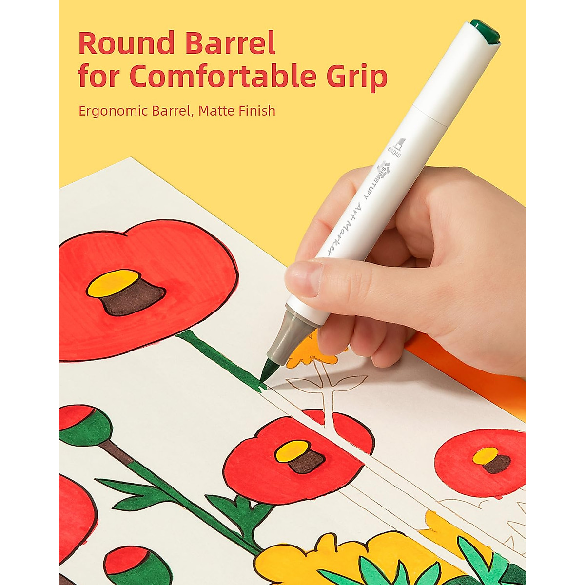 Simetufy 36 Colors Alcohol Markers Brush and Chisel Dual Tip, Coloring Alcohol Markers Set for Coloring Books Drawing Supplies, Basic Bright Colors