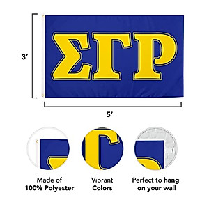 Sigma Gamma Rho Letter Fraternity Flag Greek Letter Use as a Banner Large 3 feet x 5 feet Feet Sign Decor