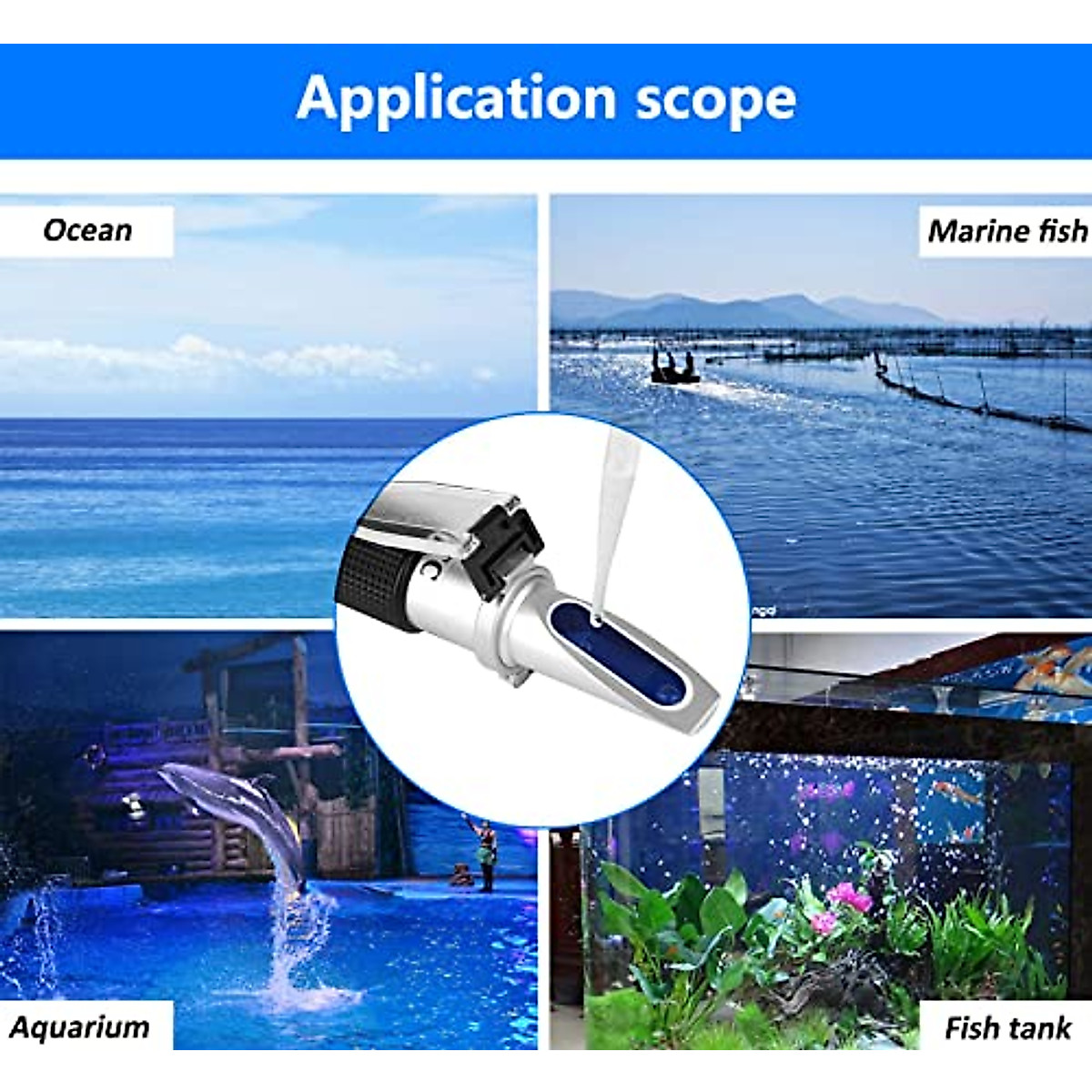 Hallocool Salinity Refractometer for Aquarium Seawater Marine Fishkeeping Saltwater Refractometer Dual Scale Specific Gravity Salinity Tester 0-100‰ & 1.000-1.070 Salinity Hydrometer with ATC