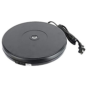 Homend 110V Electric Motorized Rotating Turntable Display Stand with LED, 10inch/25cm Diameter 22lb Load, 360 Degree Rotating in Either Direction, for Photography, Showcase (10inch/25cm,Black)