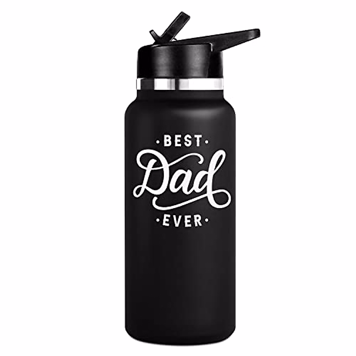 OTTIO Best Dad Ever Water Bottle, Gifts for from Daughter - 32oz Insulated Bottle Men, Tumbler Christmas Son, Father Day Gift & Birthday New Dad, Black