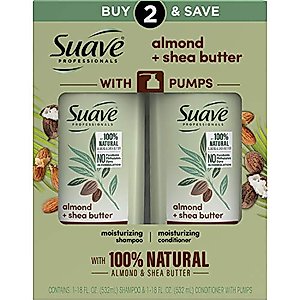 Suave Professionals Moisturizing Shampoo and Conditioner for Dry Hair Almond and Shea Butter Paraben-free and Dye-free 28 oz 2 Count