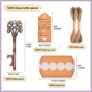 100 pieces retro Hollowed out skeleton Key Bottle opener Wedding gift wedding party return gift to guests