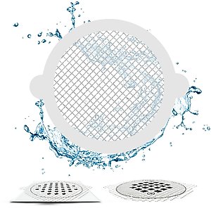 50 Pack Disposable Shower Drain Hair Catcher Mesh Stickers, FlyCoco Screen for Shower Drain Hair Trap Anti-Blockage, for Bathroom, Laundry Room, Bathtub, Kitchen, Sink, Drain, 3.5 Inch - Round