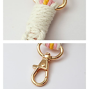 WALXINK Blue Flower Handmade Wristlet Keychain for Women with Key Ring Macrame Lanyards for Keys Sturdy Keychain for Car Keys