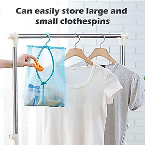 Jasalu Multi-Purpose Storage Mesh Bag Clothes Drying Mesh Bag Kitchen and Bathroom Multi-Purpose Hanging Bag 1pack (Blue)