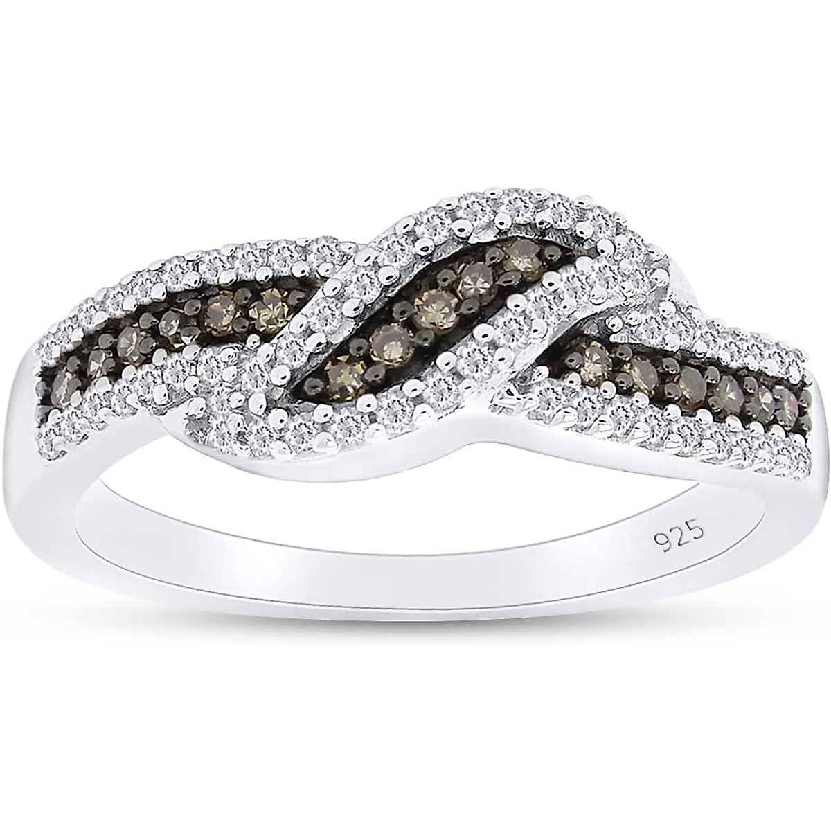 AFFY 1/2 CTTW Sterling Silver White & Brown Diamond ring