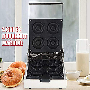 Donut Maker Machine 4 Pieces Electric Doughnut Baker Maker Machine 110V 1100W Commercial Use Nonstick, Temperature 122-572℉,Commercial Waffle for Restaurant and Home Use