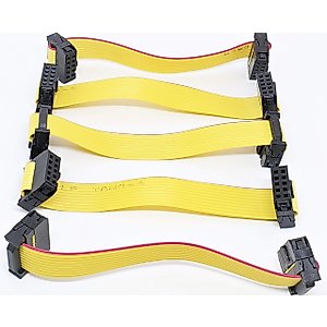 Connectors Pro Pc Accessories 5-Pack 8" 20cm F/F IDC 2x5 10P Yellow Flat Ribbon Cable, 7 Inches 18cm Net Length with 2.54mm 0.1" Pitch FC 10 Pins Female to Female (10P-20cm-5PK)