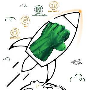 XYMTOY Superhero Toys Incredible Smash Hands Soft Plush Superhero Gloves, Superhero Costumes for Kids Toddlers Boys 3+ Gift for Cosplay, Halloween, Christmas, Birthday - 1 Pair, Green