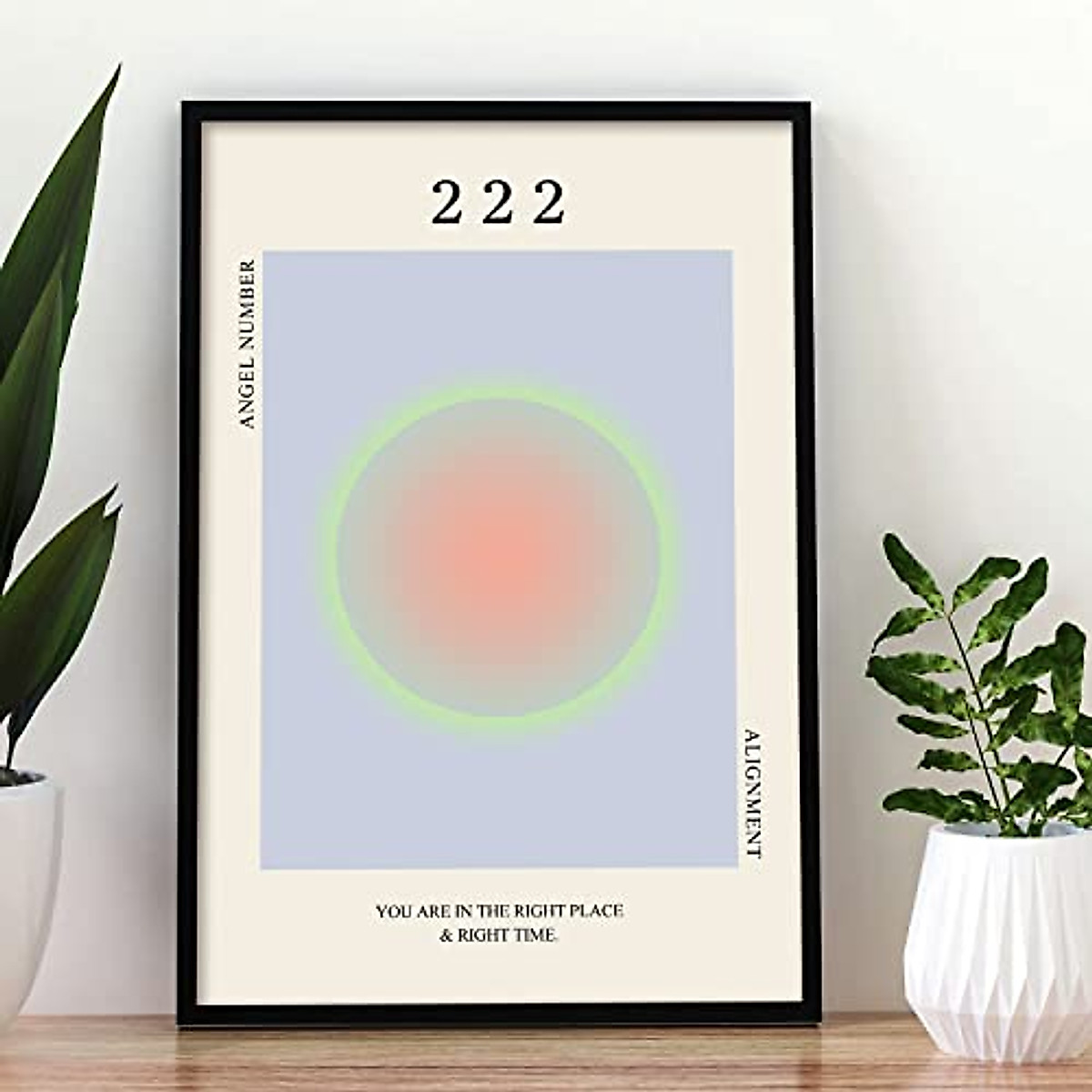 Geetez 222 Angel Number Poster, Aura Posters, Angel Number 222 Poster, Colorful Gradient Aura Print, 222 Alignment Poster, Spiritual Aesthetic Room Home Wall Art Decor - 12x18 inch