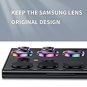 Hoerrye for Samsung Galaxy S23 Ultra Camera Lens Protector, Case-Friendly, 9H Tempered Glass Anti-Scratch, Space Titanium Military-Grade Protection Circle, Removal Tool (Colorful)