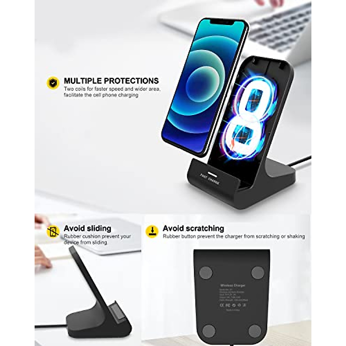 Oinmely Z1 Wireless Charger Wireless Phone Charger Stand 10W Max Compatible with Apple iPhone 14 13 12/12 Pro Max/ 11Pro/11Pro Max/XR/XS Max/XS/X/8/8Plus, Samsung Galaxy