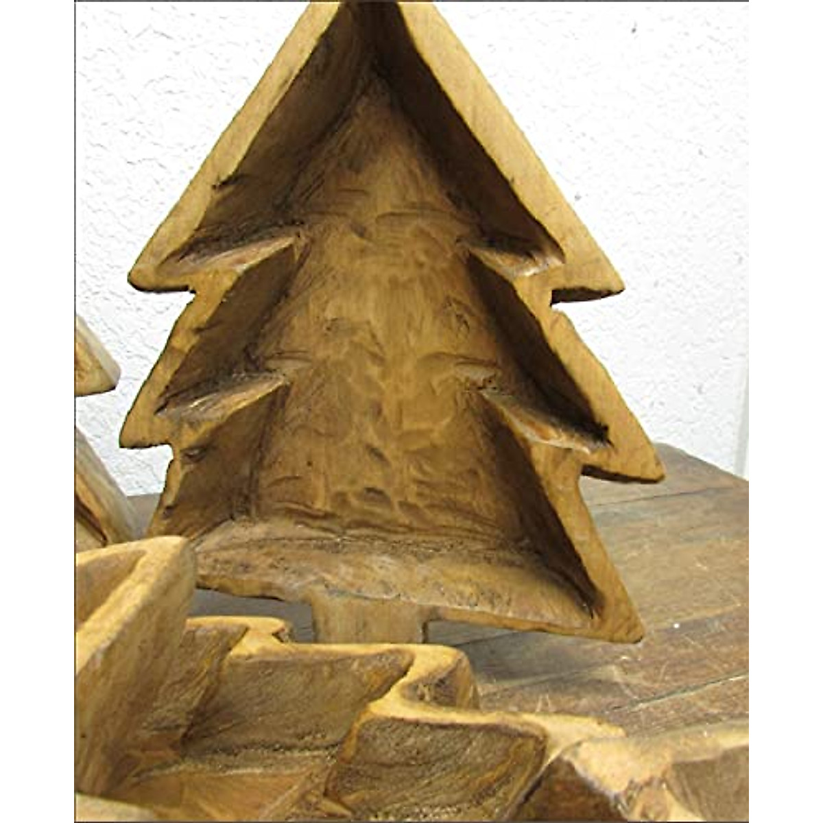 5-Pack Farmhouse Tree Wood Rustic Handmade Dough Bowls 9 x 13 x 1.5 inches - Candle Pour - Candle Fill - Gifts for Holidays, Christmas Tree