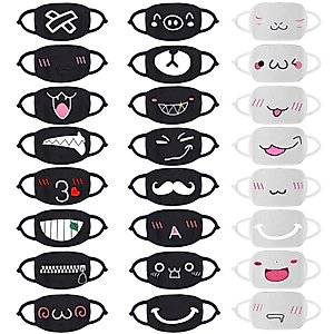24pcs (Style) Mouth Mask Kawaii Cotton Cartoon Mouth Mask, 2 Colors
