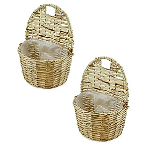 AuldHome Wall Pocket Baskets (2-Pack, Natural); Hanging Flower Door Baskets