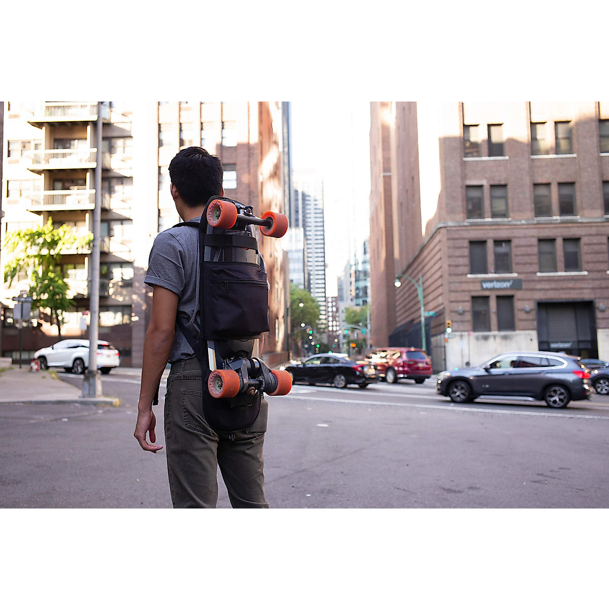 RolliePack Slim Carry Foldable Electric Skateboard Backpack Bag for Boosted Boards Mini S & X, V2, V2 Dual Plus, Plus, Stealth, Exway Flex, Evolve, Normal Skateboards, and Longboards