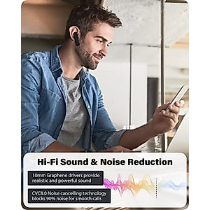 ADADPU Bluetooth Headset - V5.0 Wireless Handsfree Earpiece Built-in Dual Mic Noise Cancelling, 10 Days Standby 16Hrs HD Talktime Ultralight Headset for iPhone Android Samsung Laptop(Black)