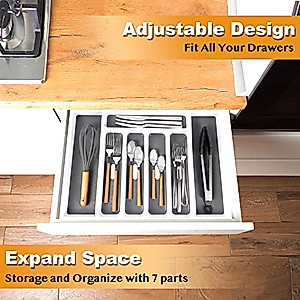 Besilord Expandable Silverware Organizer Kitchen Drawer Organizer Utensil Organizer Silverware Tray for Drawer Cutlery Organizer Flateware Organizer