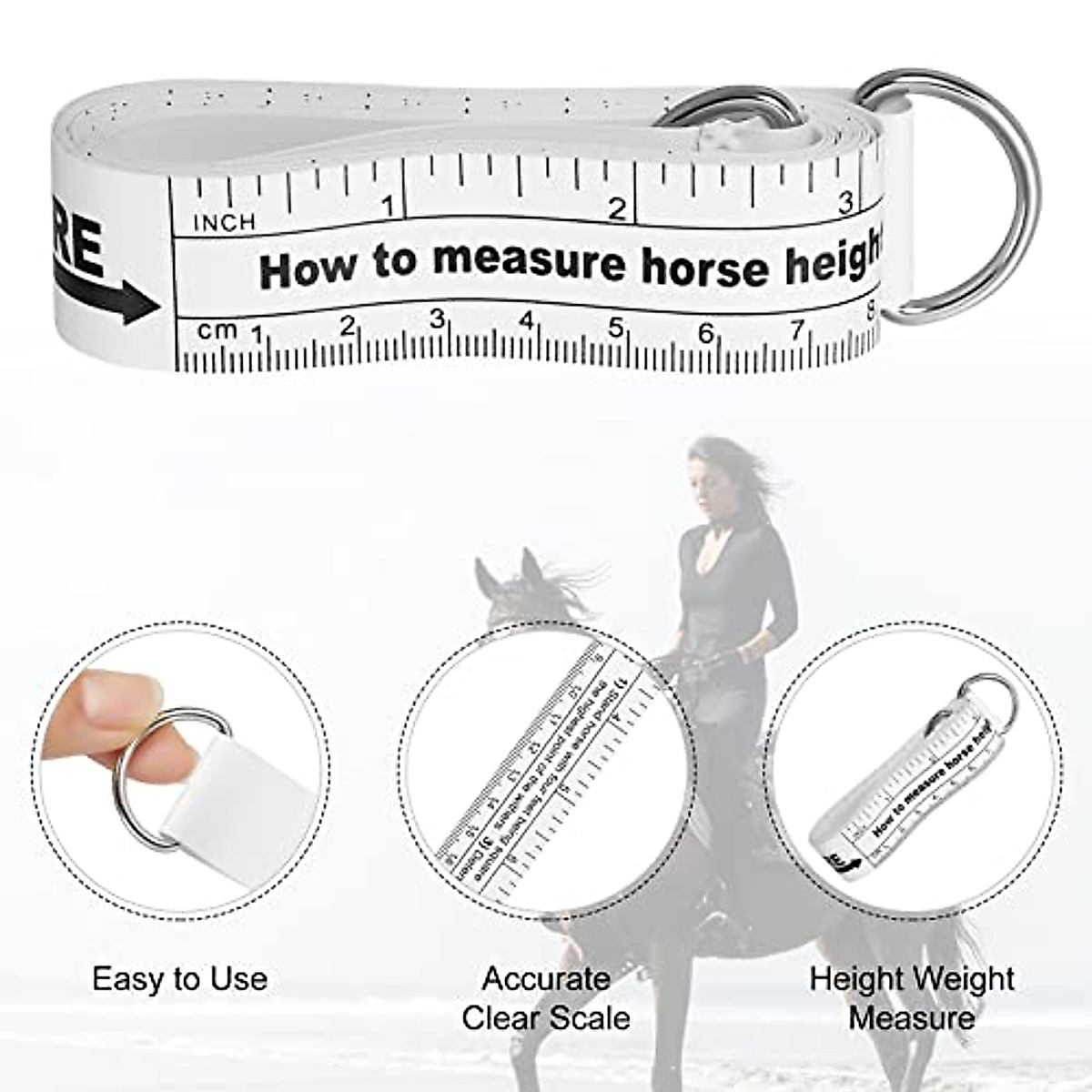QUEEN KING Horse Measuring Tape for Height and Weight Multifunctional Measuring Stick Horse Weight Tape PVC Weight Tape 8.2ft Long