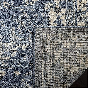 SAFAVIEH Charleston Collection Area Rug - 8' x 10', Navy & Creme, Oriental Distressed Design, Non-Shedding & Easy Care, Ideal for High Traffic Areas in Living Room, Bedroom (CHL411N)