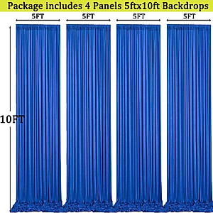 20ft x 10ft Royal Blue Backdrop Curtains for Parties, 4 Panels 5x10ft Wrinkle Free Silky Polyester Photo Backdrop Drapes Background for Birthday Graduation Photography Party Decorations