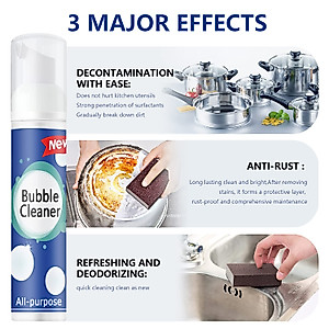 (100ML*3PCS) Bubble Cleaner Foam,Foaming Heavy Oil Stain Cleaner,All-Purpose Rinse-free Cleaner Spray,Kitchen Deep Cleaning Spray,Powerful Stain,Stubborn Grease & Grime Remover Bubble Spray