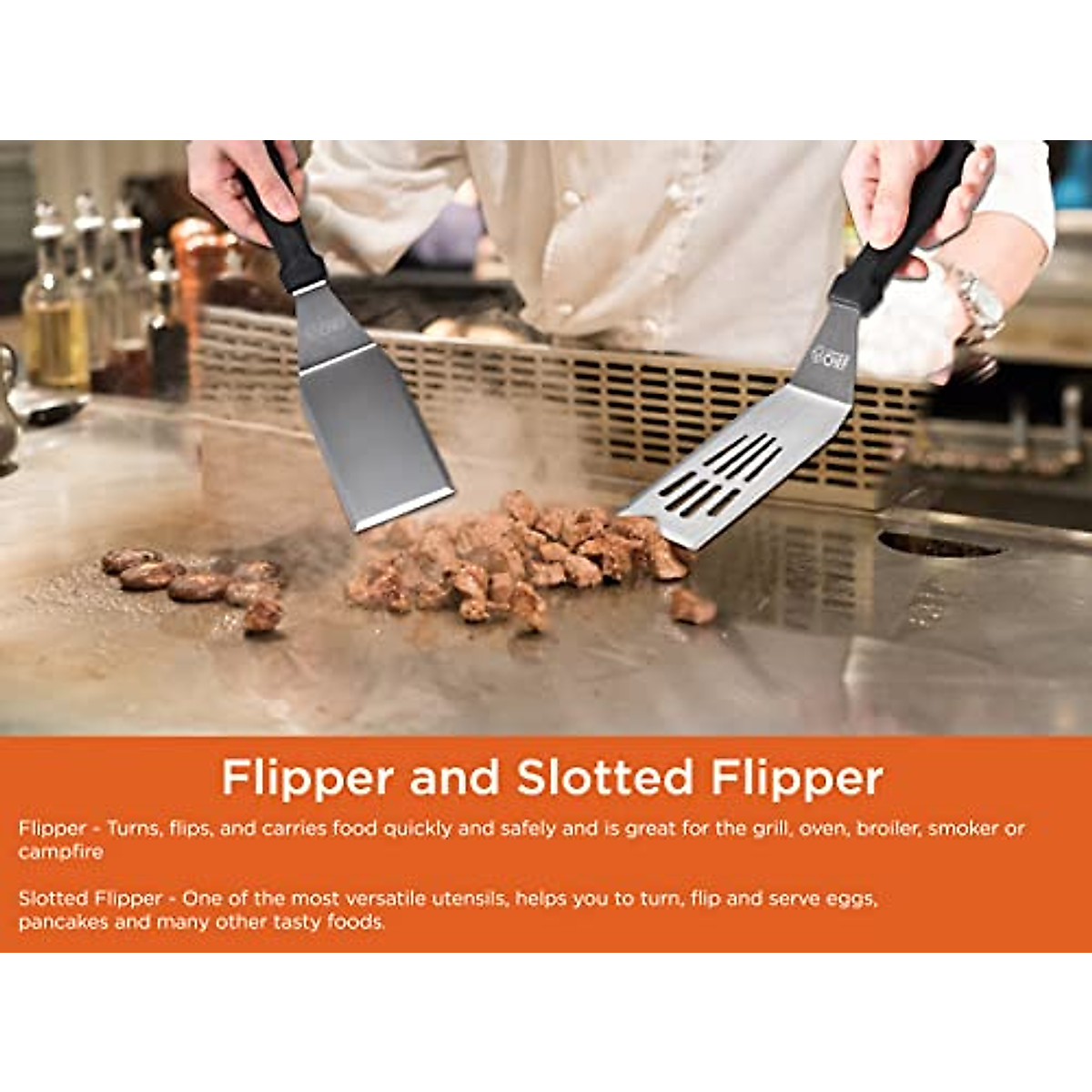 Commercial Chef Blackstone Griddle Accessories Kit - Flat Top Grill Accessories Set - Blackstone Accessories for Griddle Tools - Hibachi Grill Accessories - Traeger and Weber Griddle Spatula Set - 9PC