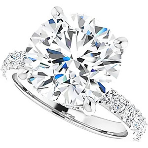 Moissanite World 5 CT Round Cut Colorless Moissanite Engagement Ring,Bridal Ring Set, Solitaire Halo Style, Solid Sterling Silver Vintage Antique Anniversary Promise Ring Gift for Her (4.5)
