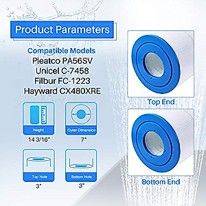 POOLPURE Replacement for Pool Filter Hayward CX480XRE, PA56SV-PAK4, Ultral-A4, Unicel C-7458, Filbur FC-1223, FC-6420, Hayward SwimClear C2020, C2025, 4X56 sq. ft. Filter Cartridge