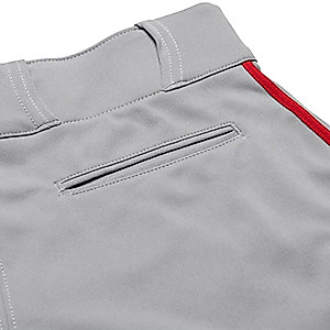 CHAMPRO Men's Standard Triple Crown Open Bottom Adult Baseball Pants, Grey, Scarlet Pipe, Large