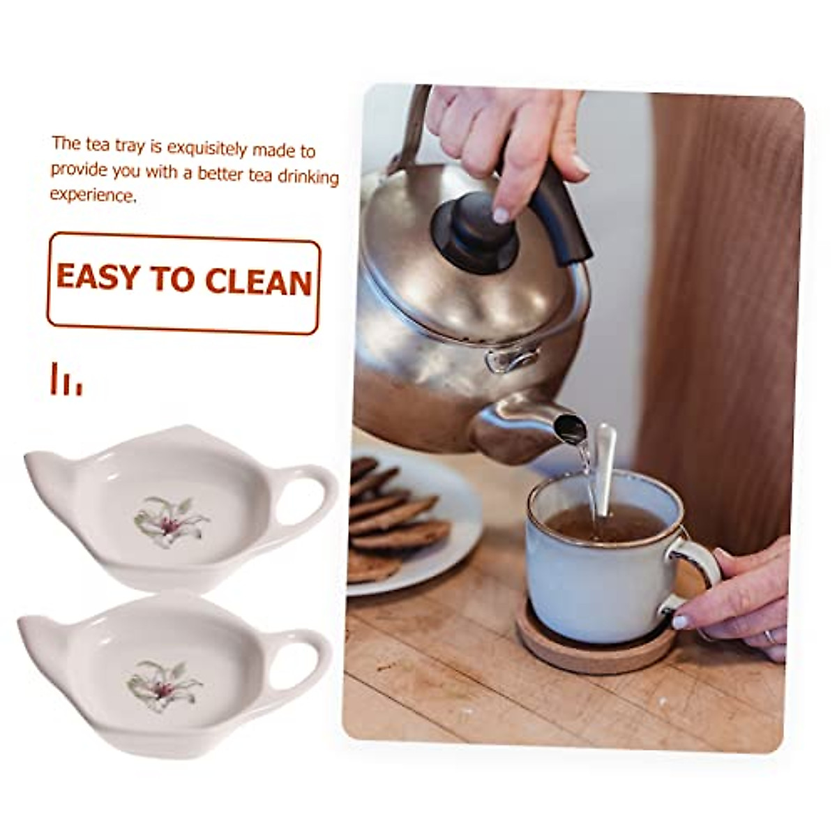 YARNOW 4pcs Ceramic Tea Bag Saucer Coffee Decor Accessory Tray Gift Containers Teabags Organizer Seasoning Dish Tea Bag Resting Caddy Home Supplies Tea Holder for Tea Bags Tea Bag Coaster
