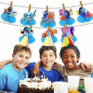 Sea Animal Party Decorations, 8pcs Sea Animal Decorations Honeycomb Centerpieces, Sea Animal Table Decorations,3D Double Side Centerpiece for Birthday Party