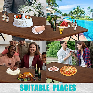 Smiry Rectangle Picnic Tablecloth, Waterproof Elastic Fitted Table Covers for 6 Foot Tables, Wipeable Flannel Backed Vinyl Tablecloths for Camping, Indoor, Outdoor (Brown, 30x72 Inches)