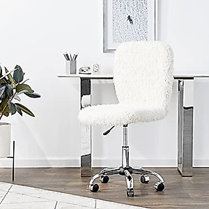 Urban Shop Faux Fur Task Chair, White Shepra