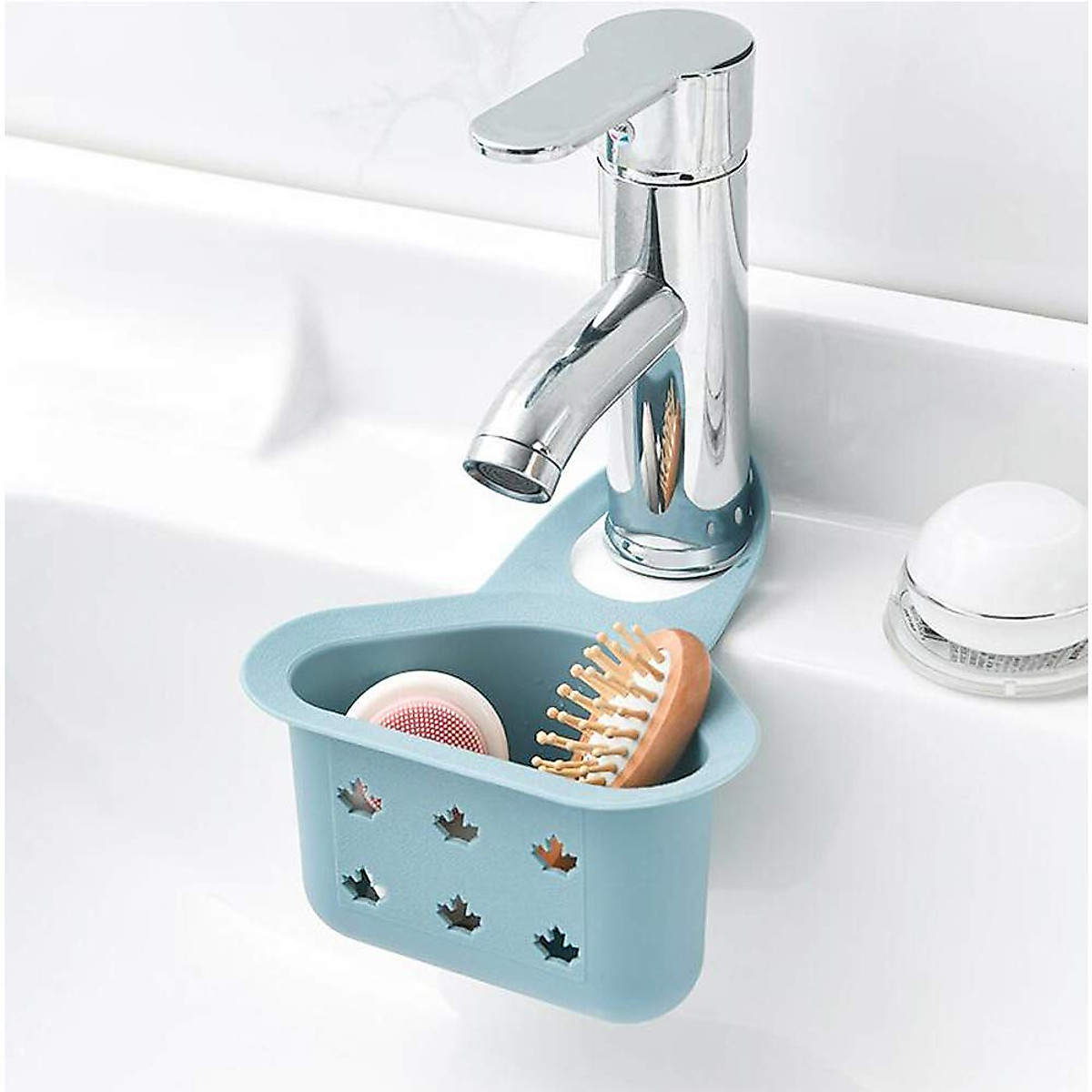 TuuTyss Flexible Hanging Sponge Holder Sink Caddy for Sink Kitchen,Blue,Set pf 1