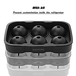 AGHURL Ice Cube Trays, Silicone Ice Ball Maker with Lids, Large Ice Cube Molds for Whiskey, Cocktails & Bourbon, Reusable & BPA Free