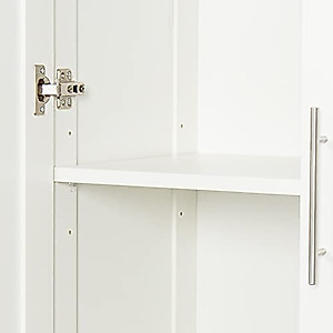 Voohek, White Wardrobe Closet with 2 Doors and Hanging Rod, Kitchen Cabinet 3 Partitions to Separate 4 Storage Spaces for Bedrooms, Dining Room, Entryway, Large