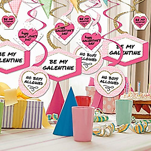 Big Dot of Happiness Be My Galentine - Galentine’s and Valentine’s Day Party Hanging Decor - Party Decoration Swirls - Set of 40