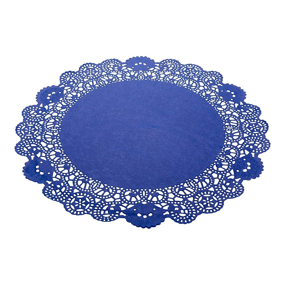 Restaurantware Pastry Tek 12 x 12 Inch Lace Doilies 100 Decorative Tableware Placemats - Disposable Round Navy Blue Paper Table Doilies For Birthdays Or Weddings Table Decor