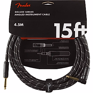Fender Deluxe Series Instrument Cables, Straight/Angle, Black Tweed and Tweed, 15ft