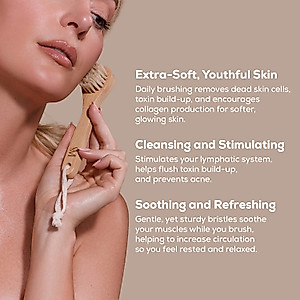 CSM Mini Dry Brush - Natural Bristle Small Body Brush, Exfoliating Facial Cleansing Brush for Soft Skin and Other Sensitive Areas Like Your Neck, Chest, and Nails