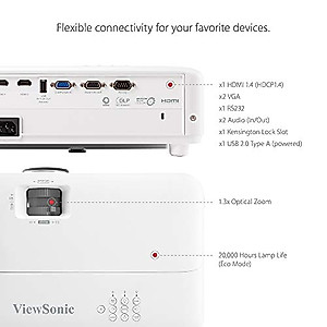 ViewSonic 1080p Projector with RGB 100% Rec 709, ISF Certified, Low Input Lag for Sports, Gaming and Netflix (with Casting Device) (PX727HD)