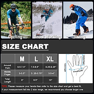 Weitars Winter Gloves Waterproof Thermal Sport Glove for Men and Women for Running Cycling Driving Hiking, Snug Fit Warm Glove for Work (M)