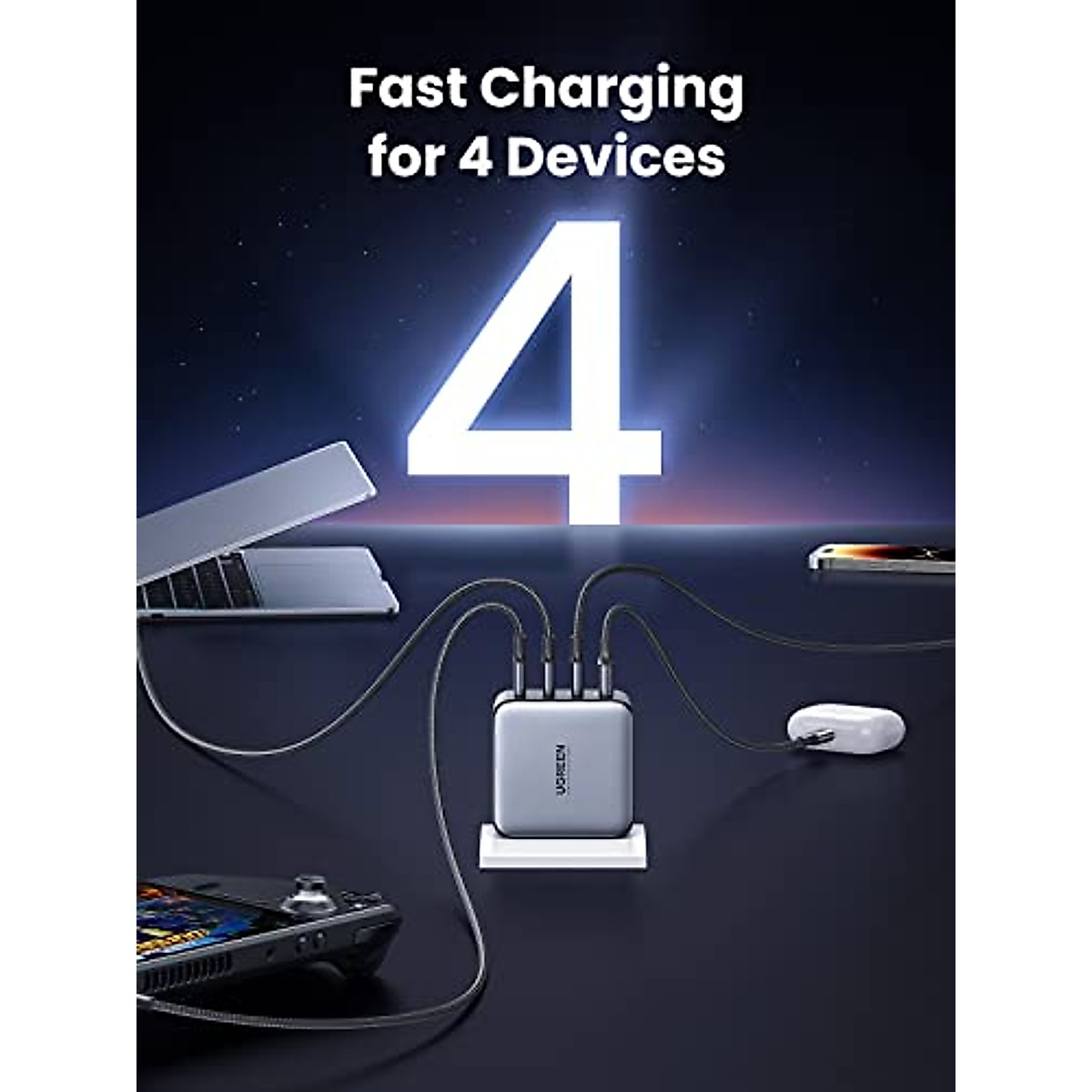 UGREEN 100W USB C Charger, Nexode 4-Port GaN Foldable Compact Wall Charger Power Adapter Compatible with MacBook Pro/Air, iPad, iPhone 14 Pro, Galaxy S23 Ultra, Steam Deck, Dell XPS, Google Pixelbook